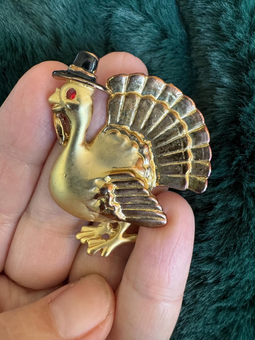 Vintage Gold Tone Pilgrim Turkey Pin or Brooch - Etsy