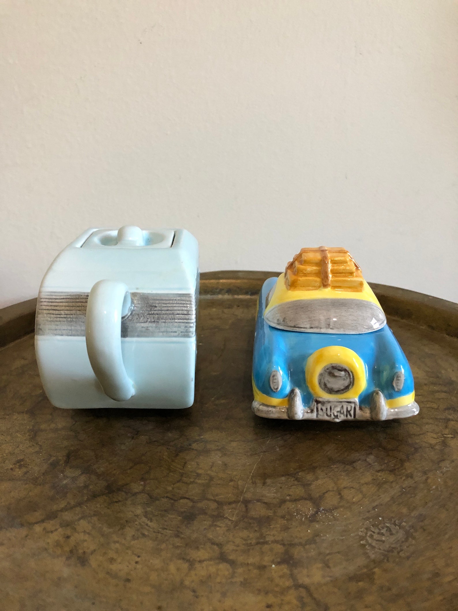 Love Glamping? Adorable Vintage Camper and Antique Car Cream and Sugar ...