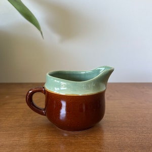 1940s Red Wing Pottery Brown and Aqua Cream Pitcher Creamer - Etsy