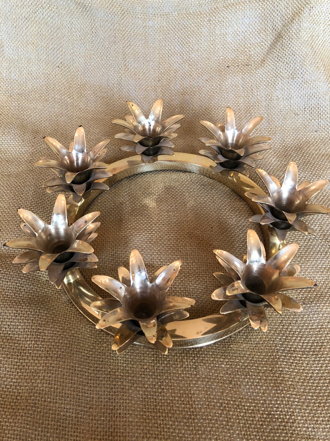 Brass Pineapple Top 7 Candlestick Ring Centerpiece - Etsy