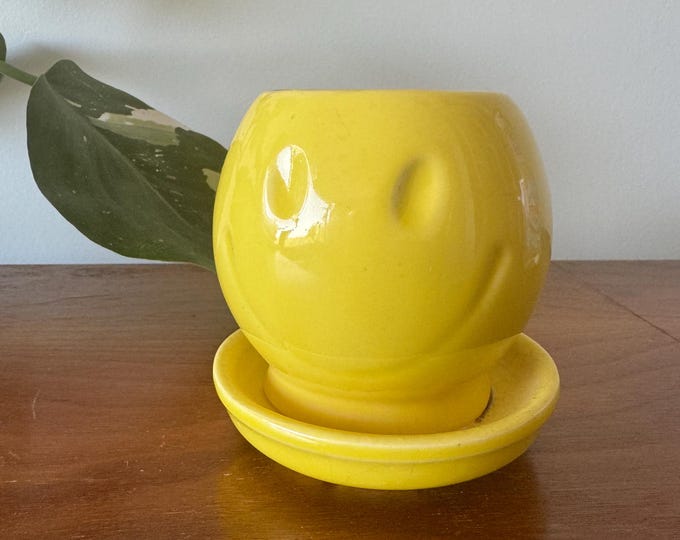 PLEASE Read Vintage 1970s Mccoy Pottery Smiley Face Flower Pot Planter ...