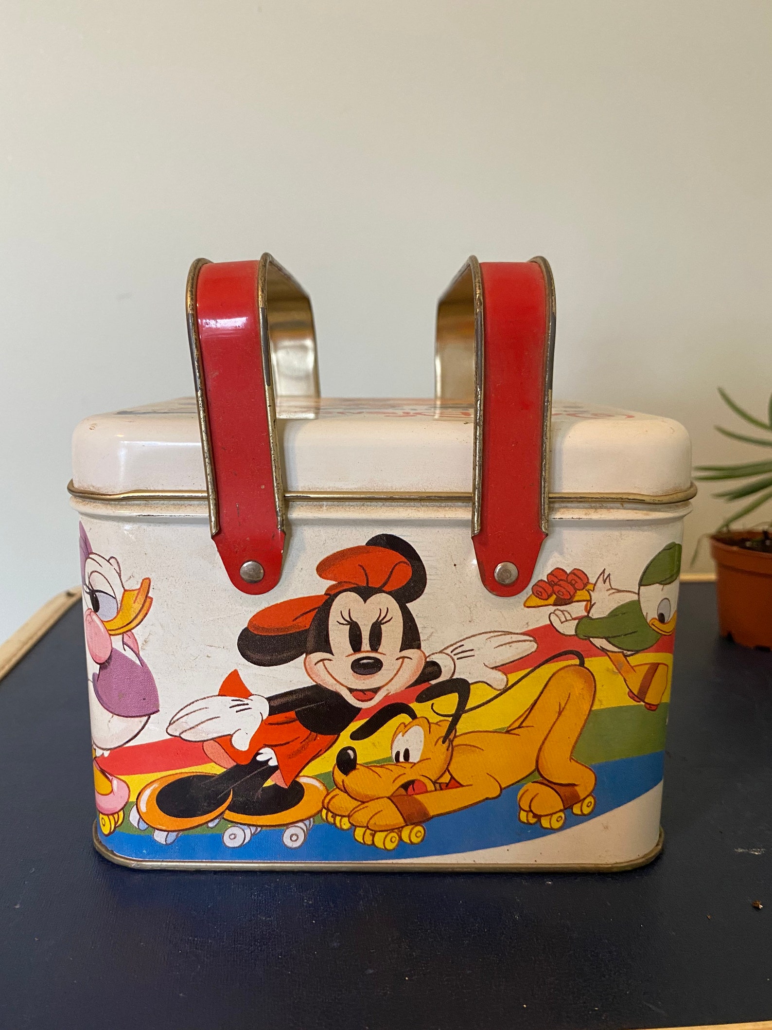 Vintage Walt Disney Skating Party Tin Featuring Mickey Donald and Pluto ...