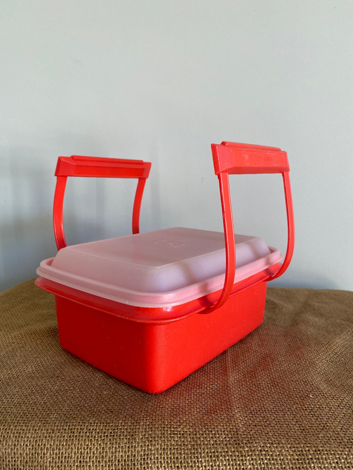 Vintage Orange/red Rectangle Box With Handles - Etsy