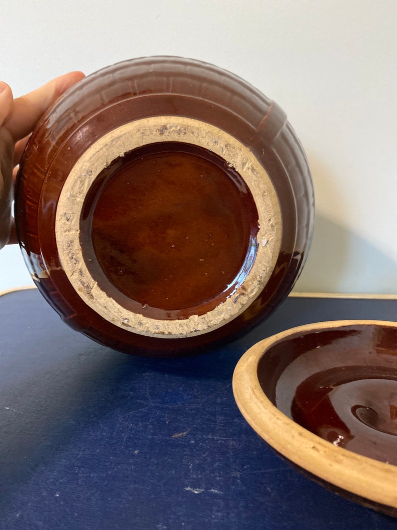 Midcentury Brown Round Ball Like Stoneware Crock Cookie Jar by | Etsy