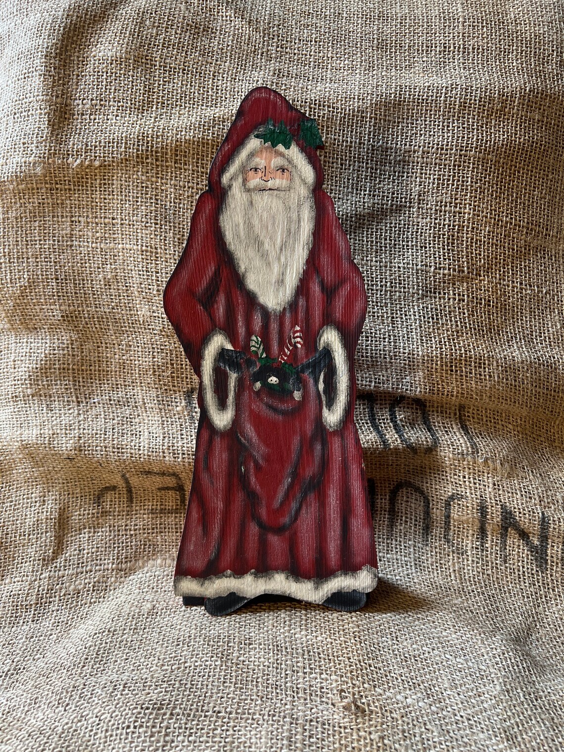 Vintage Farmhouse Style Rustic Wood Folk Art Santa Christmas - Etsy