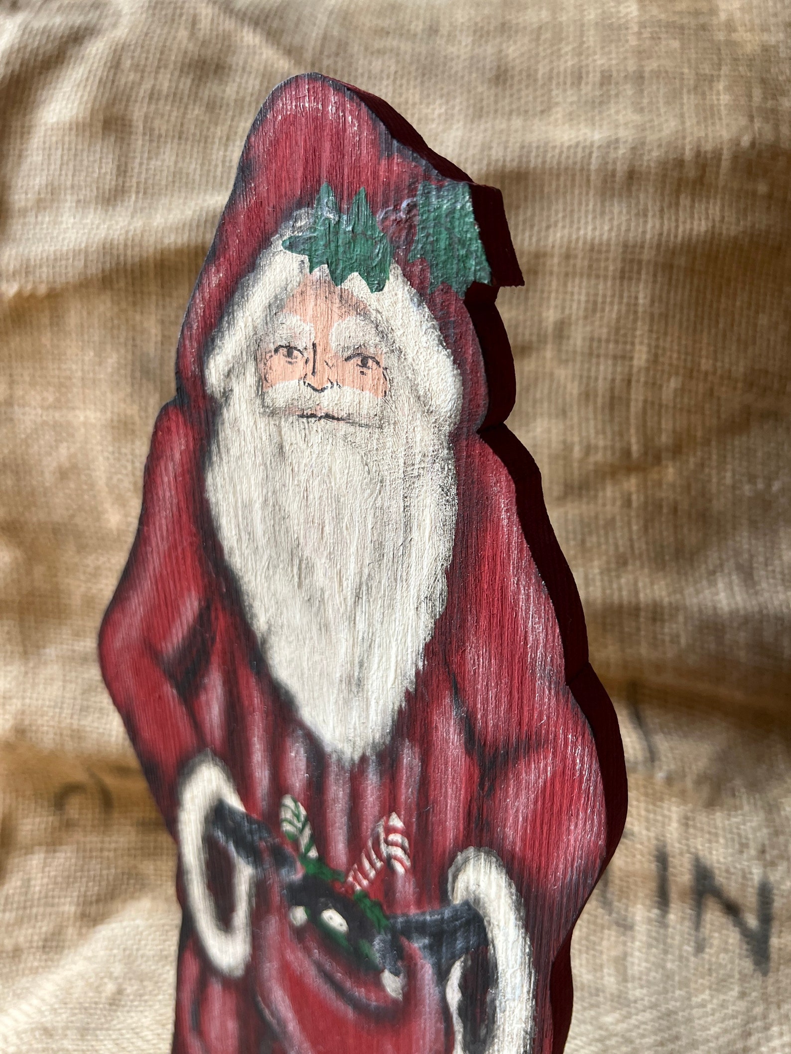 Vintage Farmhouse Style Rustic Wood Folk Art Santa Christmas | Etsy