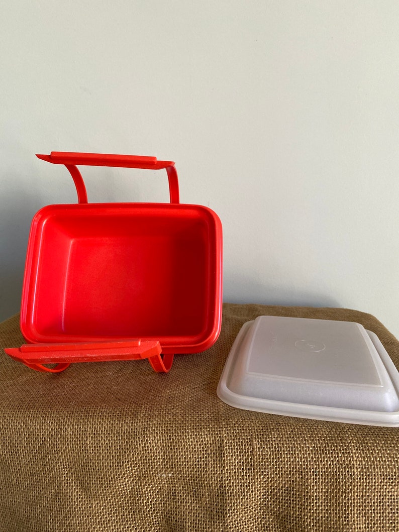 Vintage Orange/red Rectangle Box With Handles - Etsy