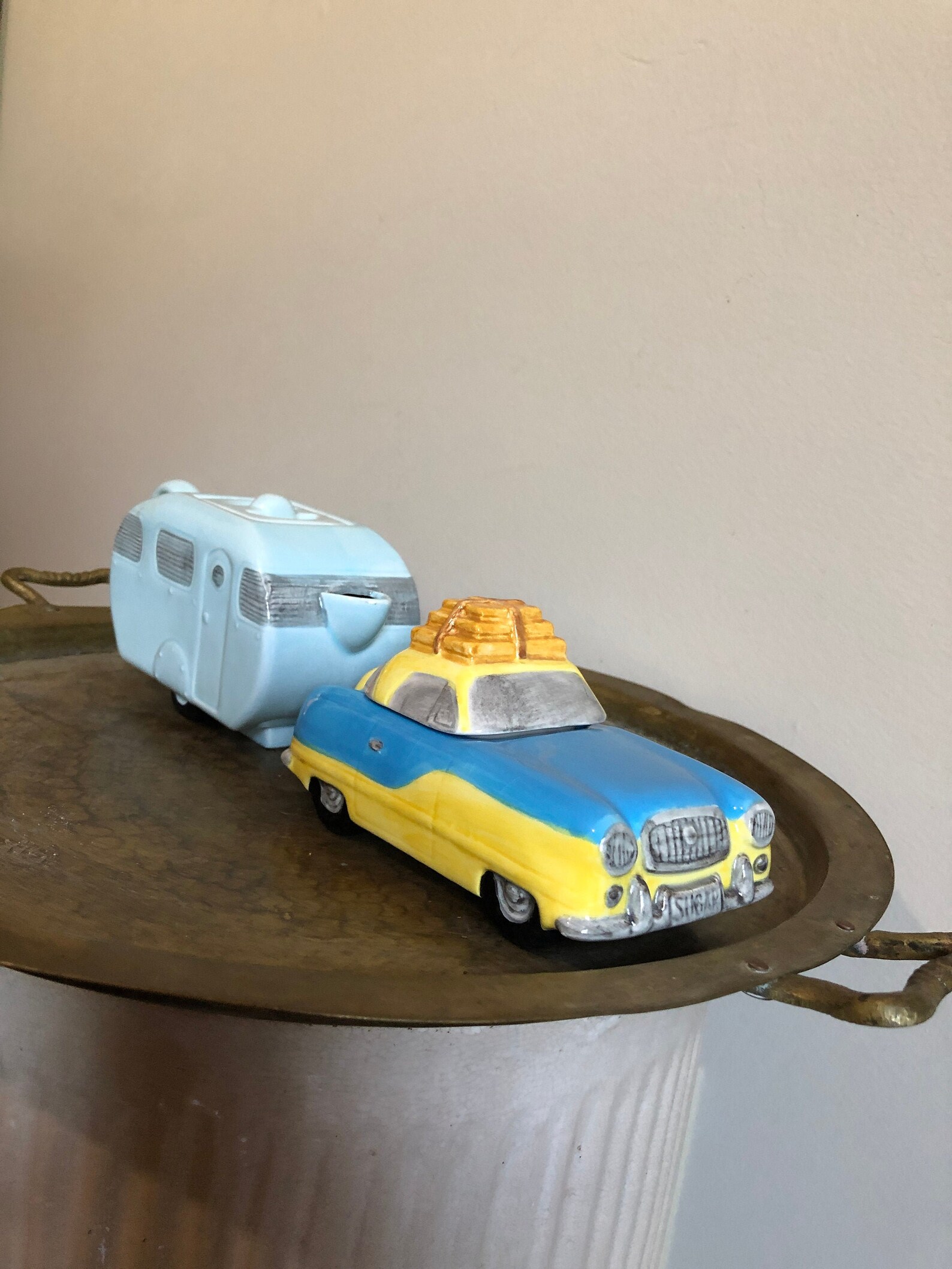 Love Glamping? Adorable Vintage Camper and Antique Car Cream and Sugar ...