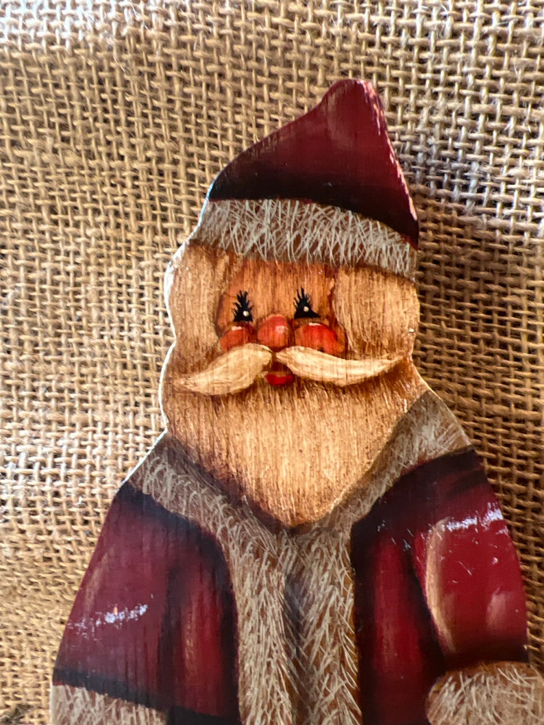 Vintage Wood Folk Art Santa Farmhouse Decor Rustic - Etsy