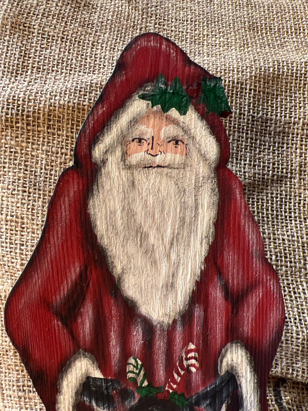 Vintage Farmhouse Style Rustic Wood Folk Art Santa Christmas Decor - Etsy