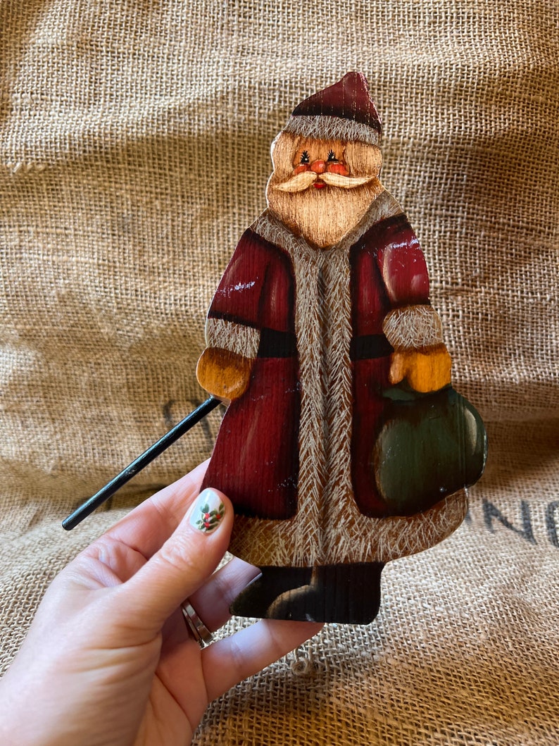 Vintage Wood Folk Art Santa Farmhouse Decor Rustic - Etsy