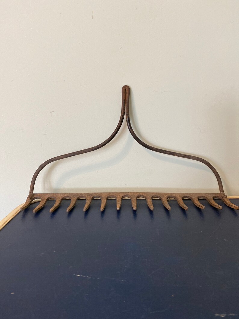 Antique rustic rusty metal rake head for farmhouse decor or | Etsy