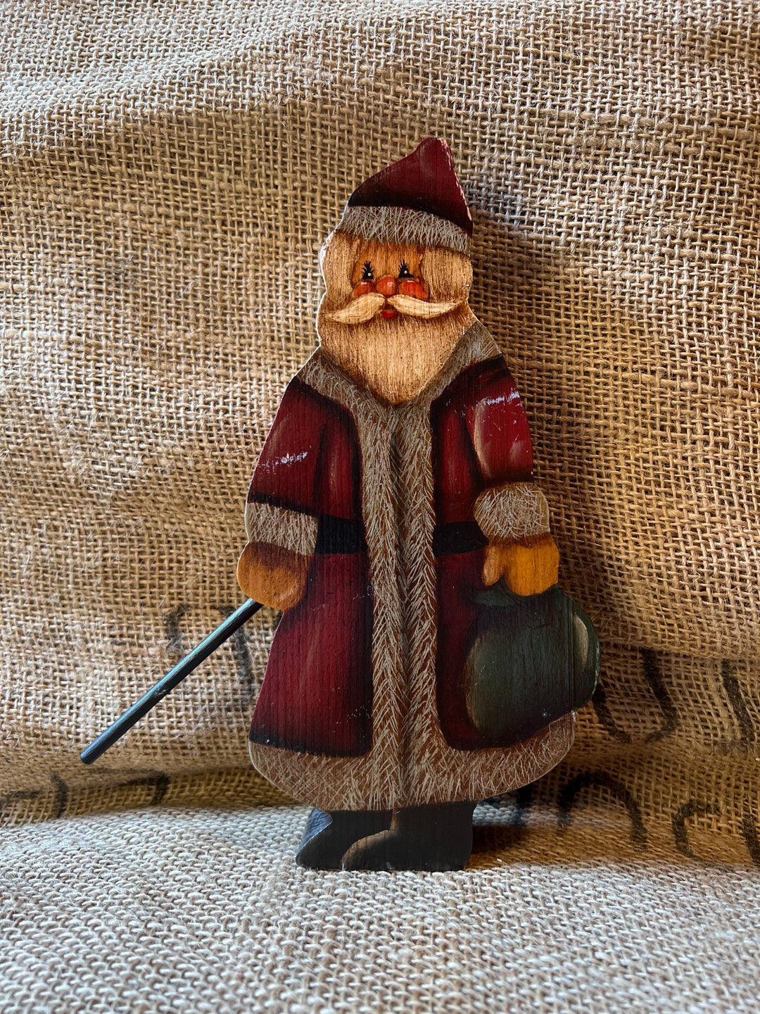 Vintage Wood Folk Art Santa Farmhouse Decor Rustic - Etsy