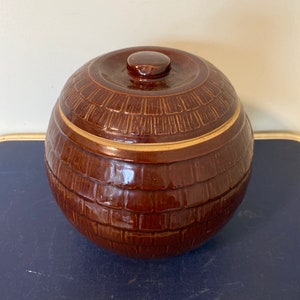 Midcentury Brown Round Ball Like Stoneware Crock Cookie Jar by Mccoy - Etsy