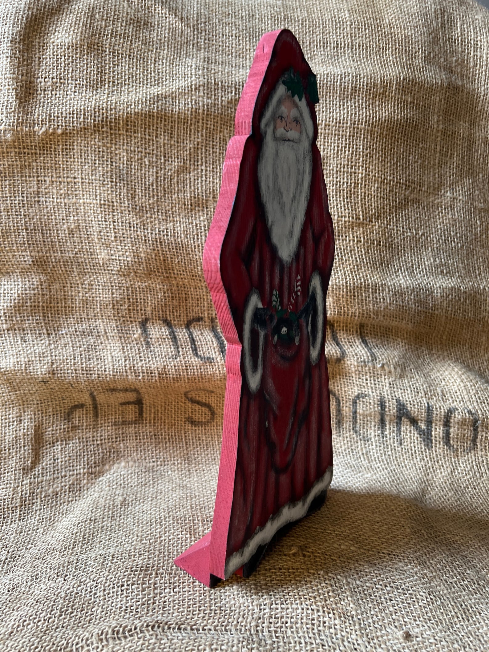 Vintage Farmhouse Style Rustic Wood Folk Art Santa Christmas | Etsy