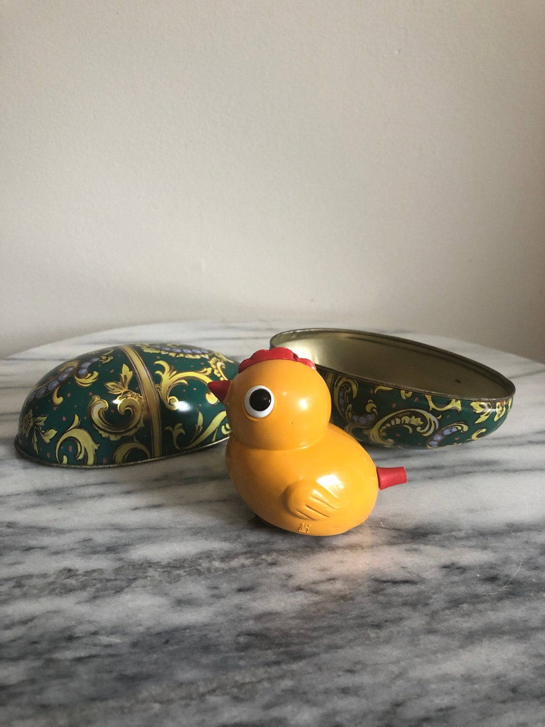 Vintage Chick Push Toy, West Germany, With Tin Easter Egg - Etsy
