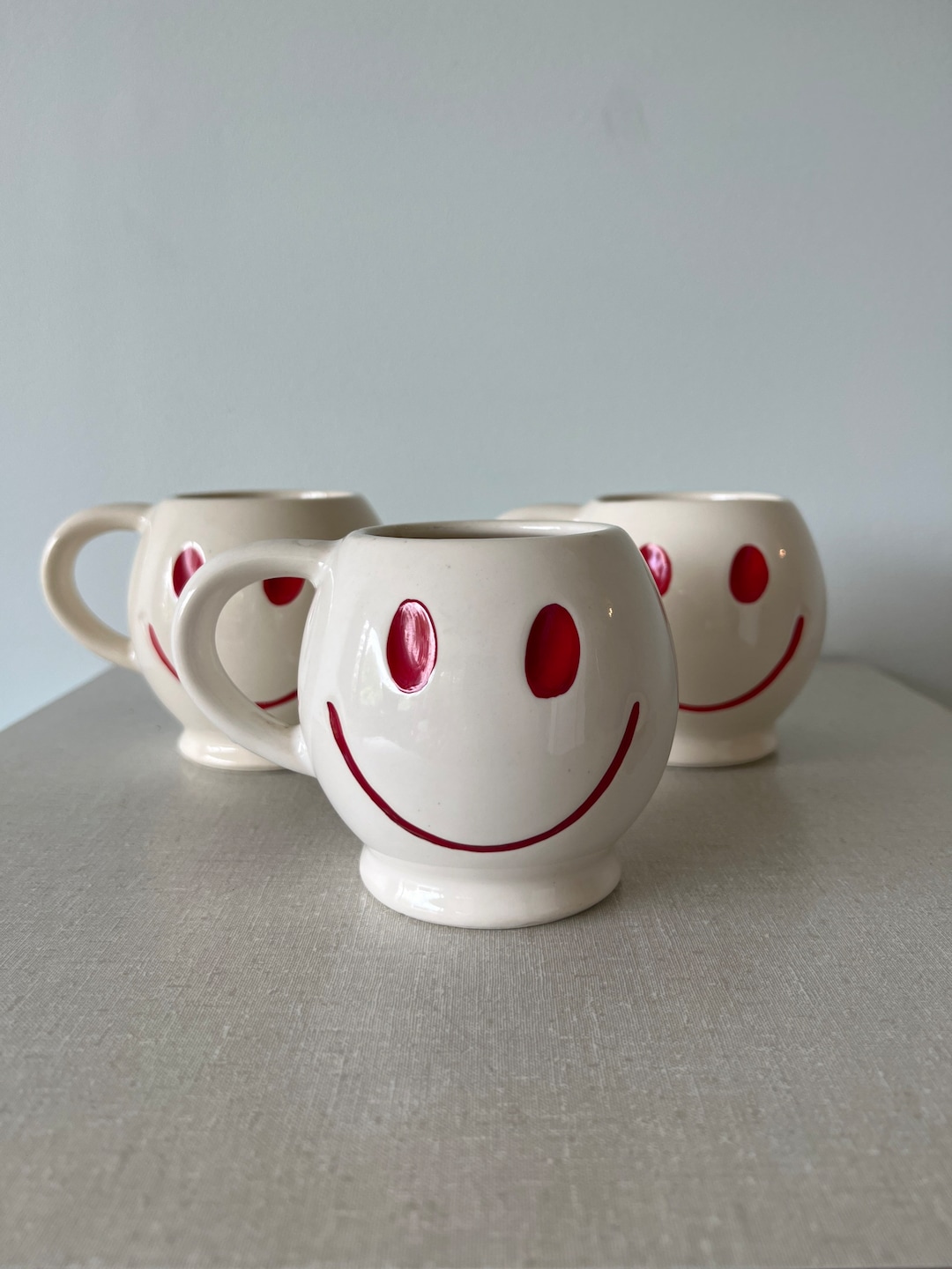 Vintage 1970s White Mccoy Smiley Face Mug - Etsy