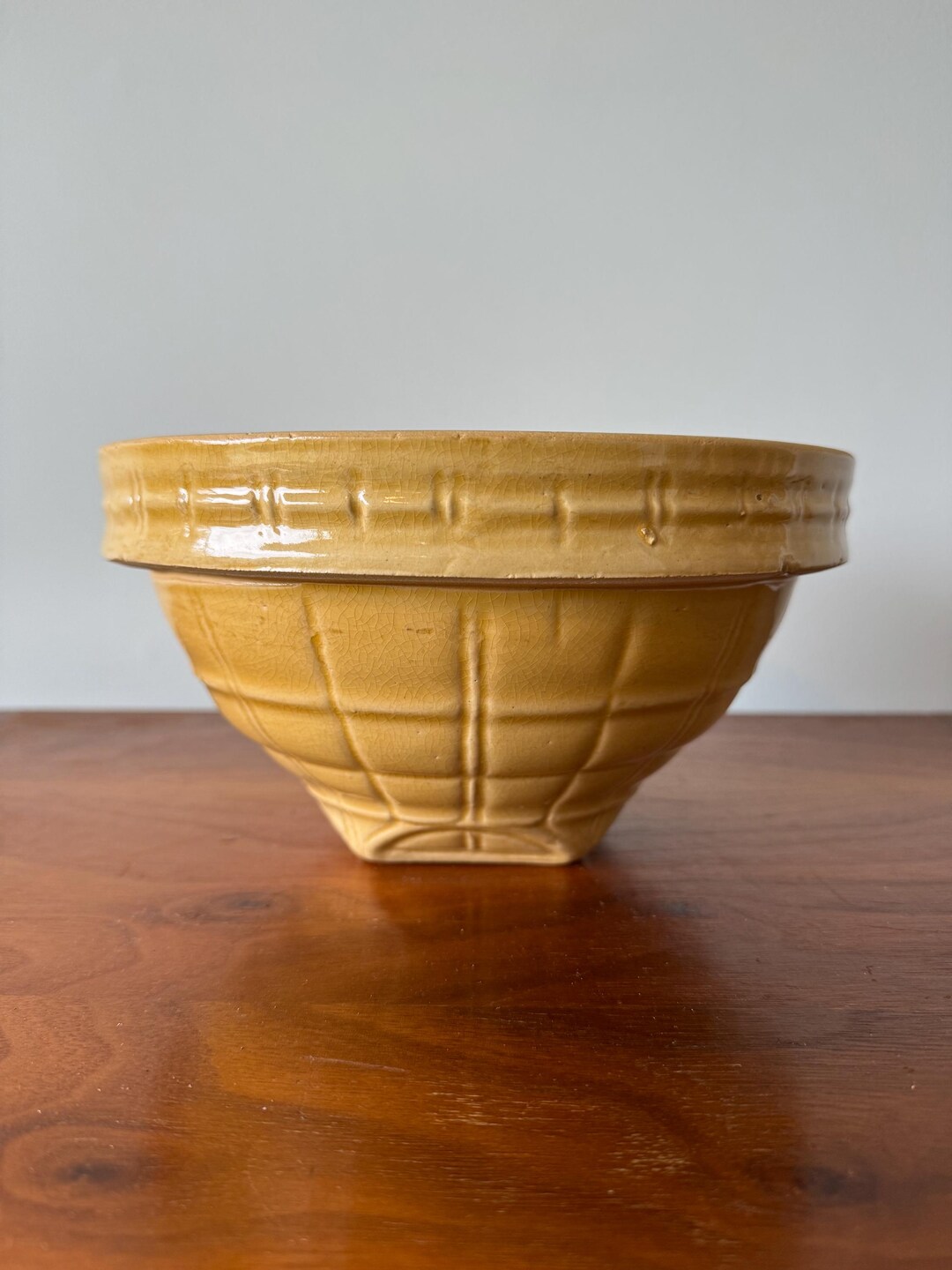 Old Mccoy Yellow Ware Window Pane Mixing Bowl 8 - Etsy