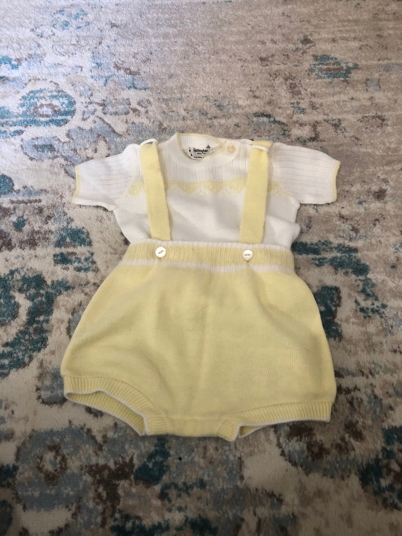 Super Cute Gender Neutral Knit Top and Bottoms With Suspenders | Etsy