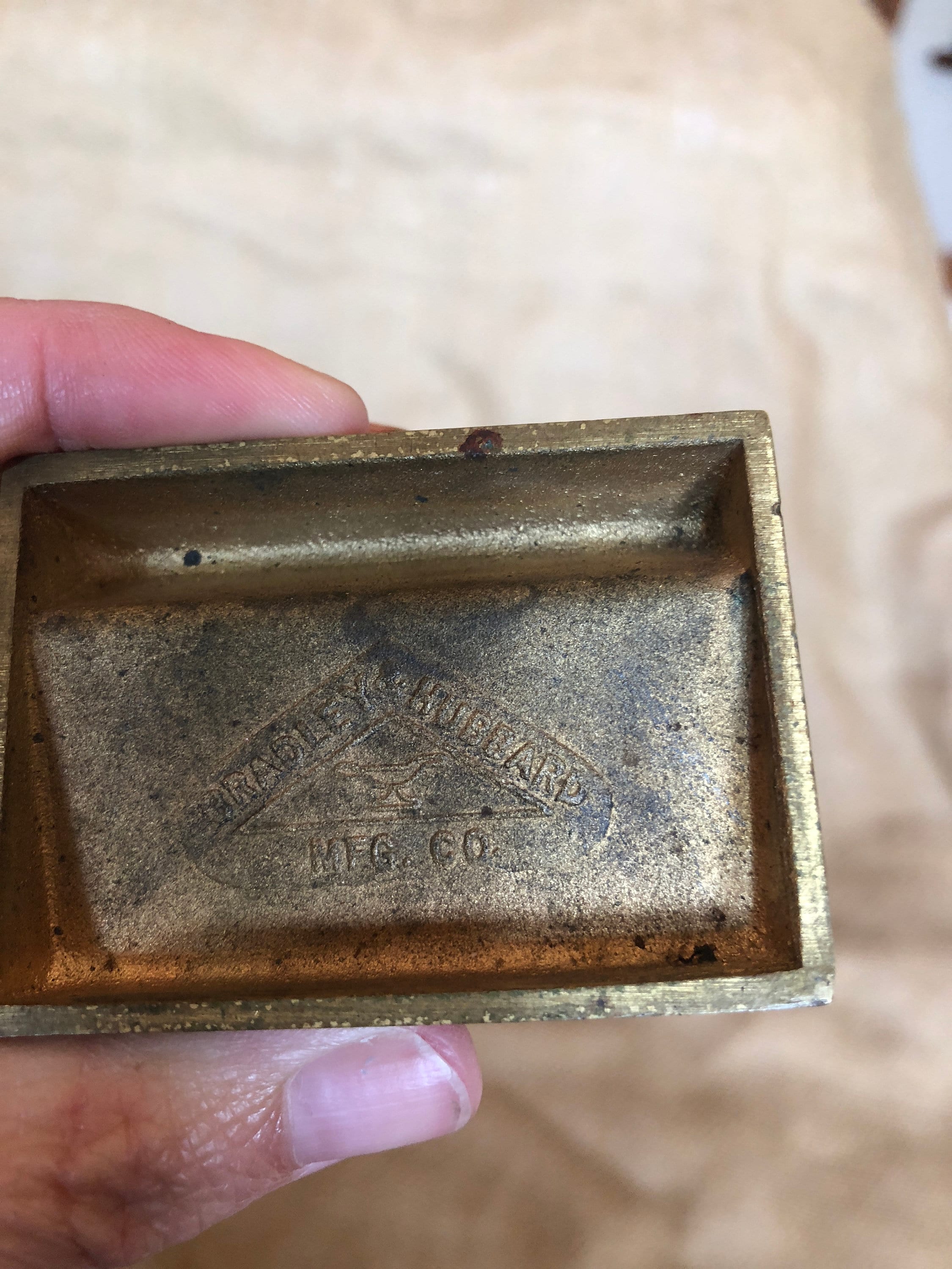 Vintage Bradley Hubbard Mfg Co brass stamp holder box | Etsy