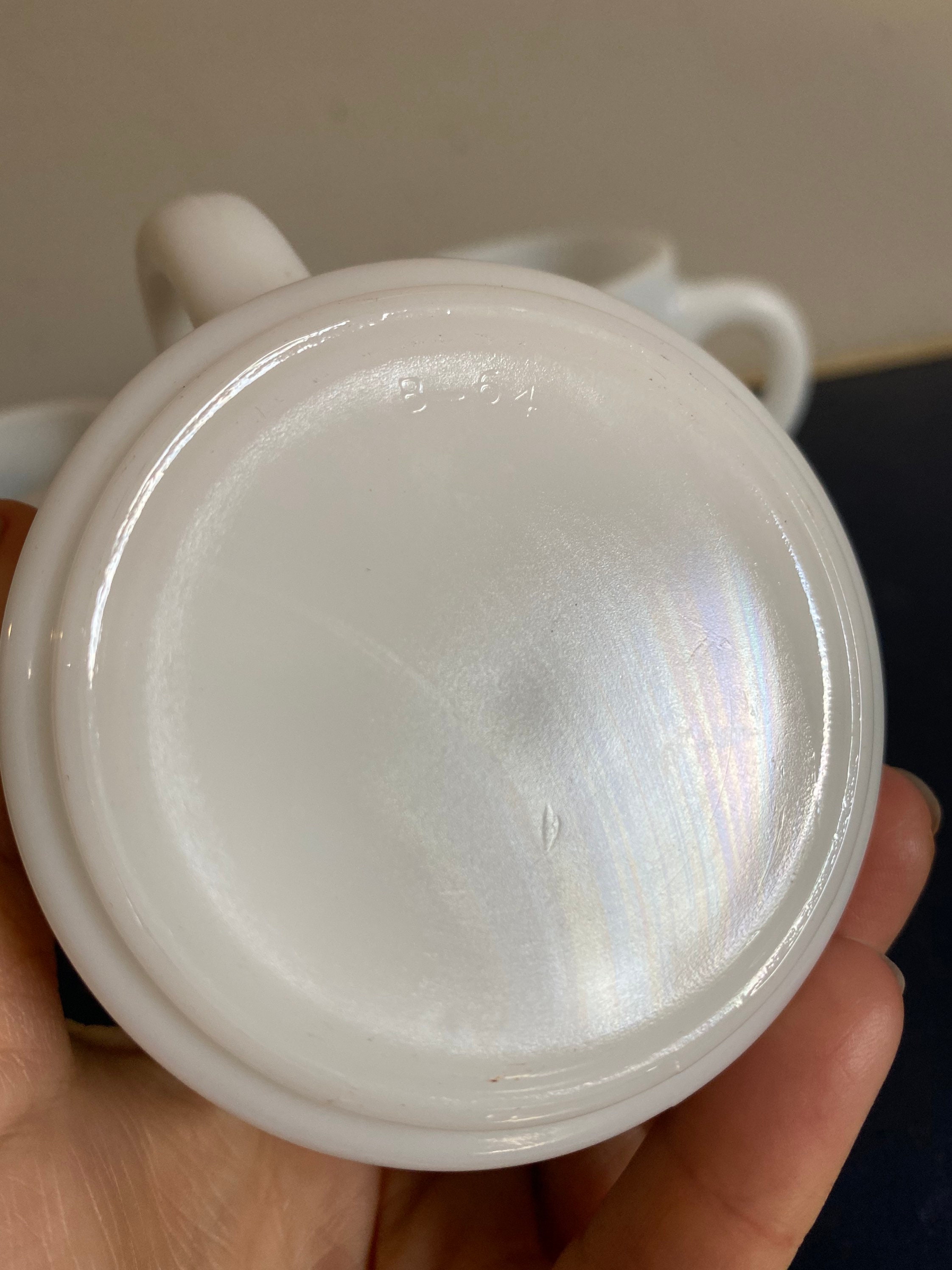 Set of four milk glass mugs with fun funky black and avocado | Etsy