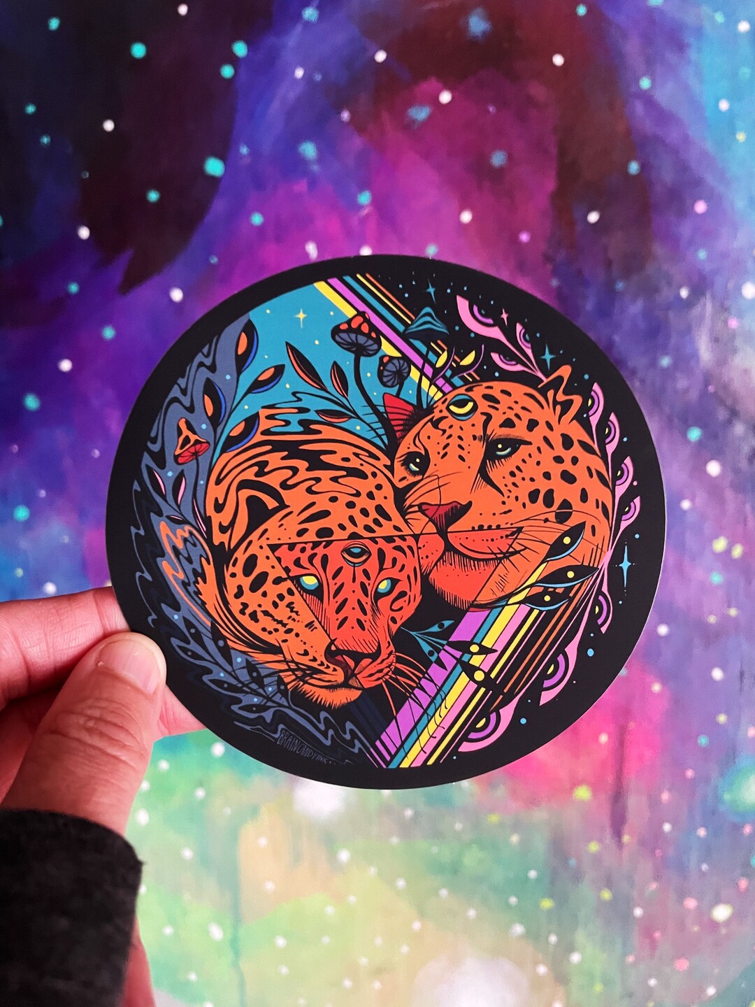 Jaguar Sticker Psychedelic Trippy Sticker Cat Sticker - Etsy