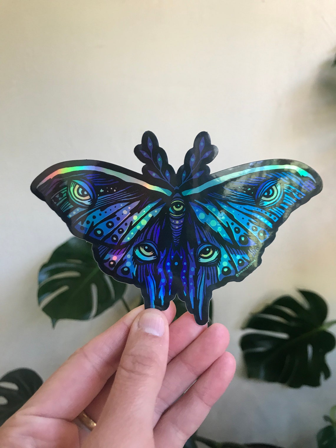 Holographic Moth Psychedelic Sticker Laptop Sticker Car | Etsy