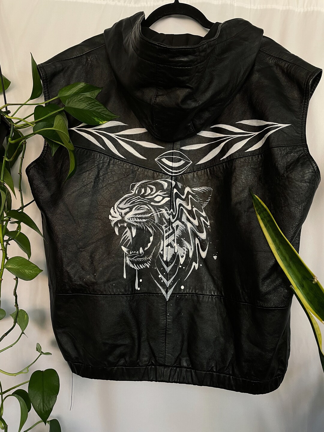 Vintage Leather Hand Painted Vest Size Medium - Etsy