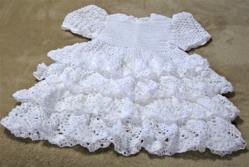 Crochet Baby Dress - 6 Month Old Christening Gown, Dedication, Blessing ...