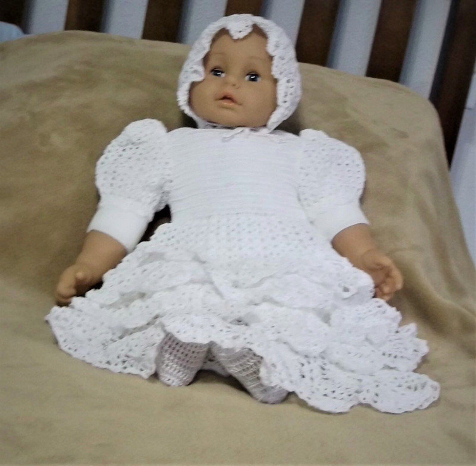 Crochet Baby Dress - 6 Month Old Christening Gown, Dedication, Blessing ...