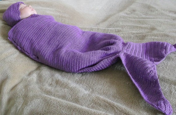 Purple Baby Mermaid Cocoon Snugger With Bonnet Keep Warm | Etsy