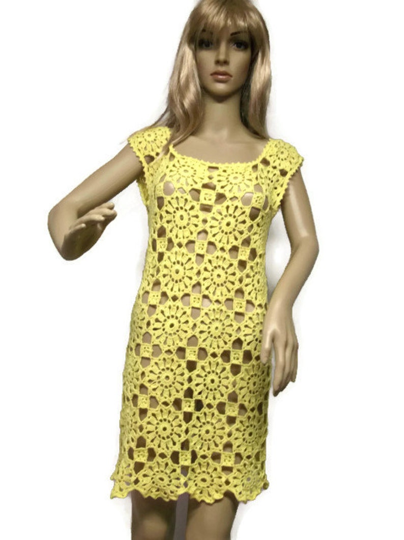 Woman Crochet Sexy Dress Handmade Motif Dress Medium Size | Etsy