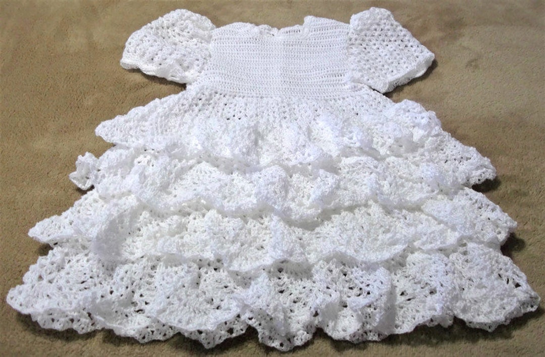 Crochet Baby Dress - 6 Month Old Christening Gown, Dedication, Blessing ...