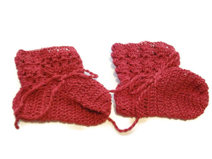 Baby Booties Red Baby Shoes Crochet Booties 3 and Half - Etsy