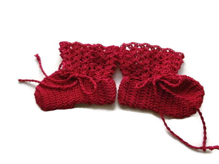 Baby Booties Red Baby Shoes Crochet Booties 4 Newborn Shoes OOAK ...