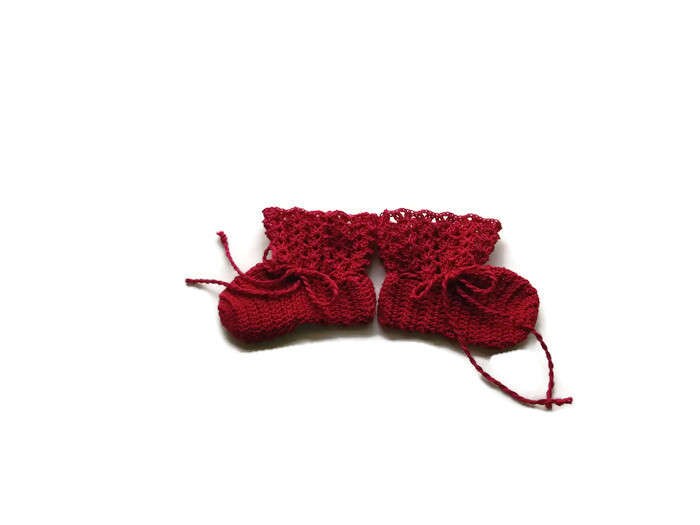 Baby Booties Red Baby Shoes Crochet Booties 4 Newborn Shoes OOAK ...