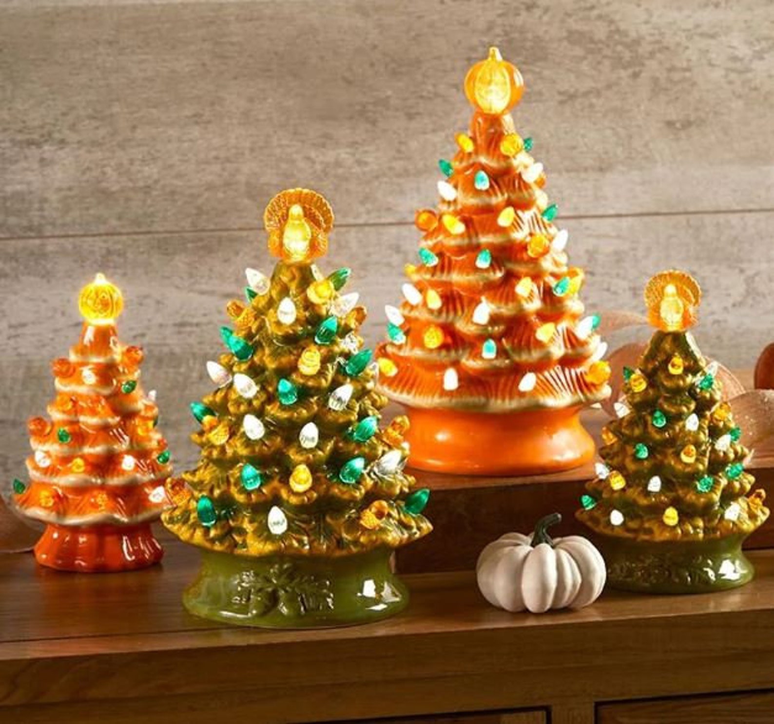 FLAT SHIPPING Retro Ceramic Lit Candy Corn Harvest Pumpkin - Etsy