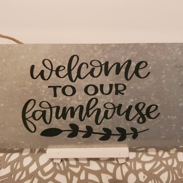 Galvanized Metal Welcome Sign - Etsy