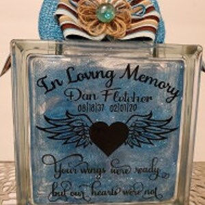 Memorial Glass Block Lamp Lit Glass Block - Etsy