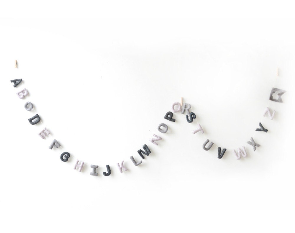 Grey ABC Garland. Alphabet Garland. Nursery Wall Decor. - Etsy UK