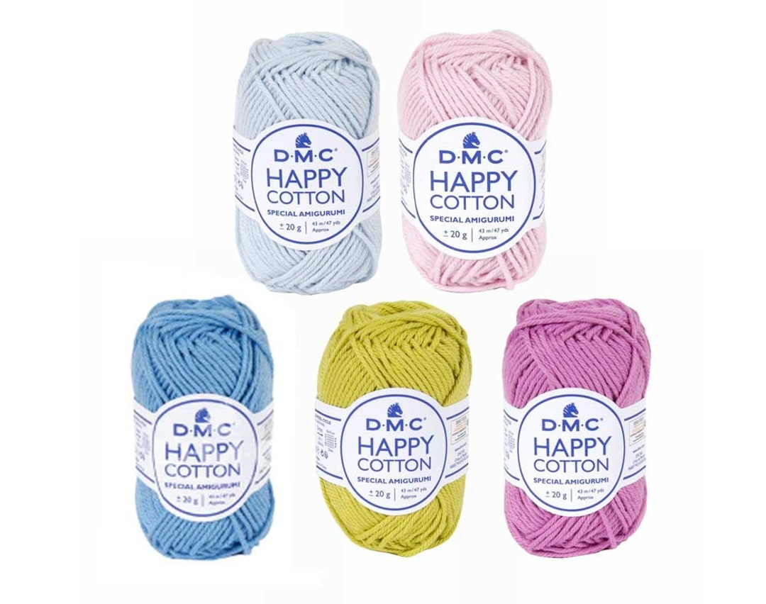 DMC Happy Cotton Yarn Bundle - Soft PASTEL, Crochet Knitting Yarn ...
