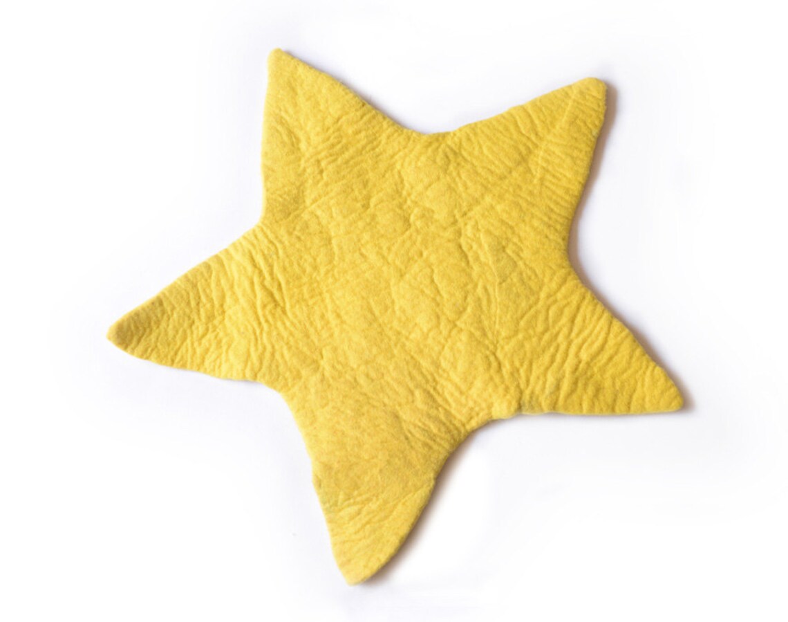 STAR Felt Rug, Black Yellow PINK, Felt Rug, Kids Decor, Kids Rug ...