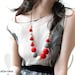 Felt Ball Necklace. Red Necklace. Grey Necklace. Large Bead Necklace ...