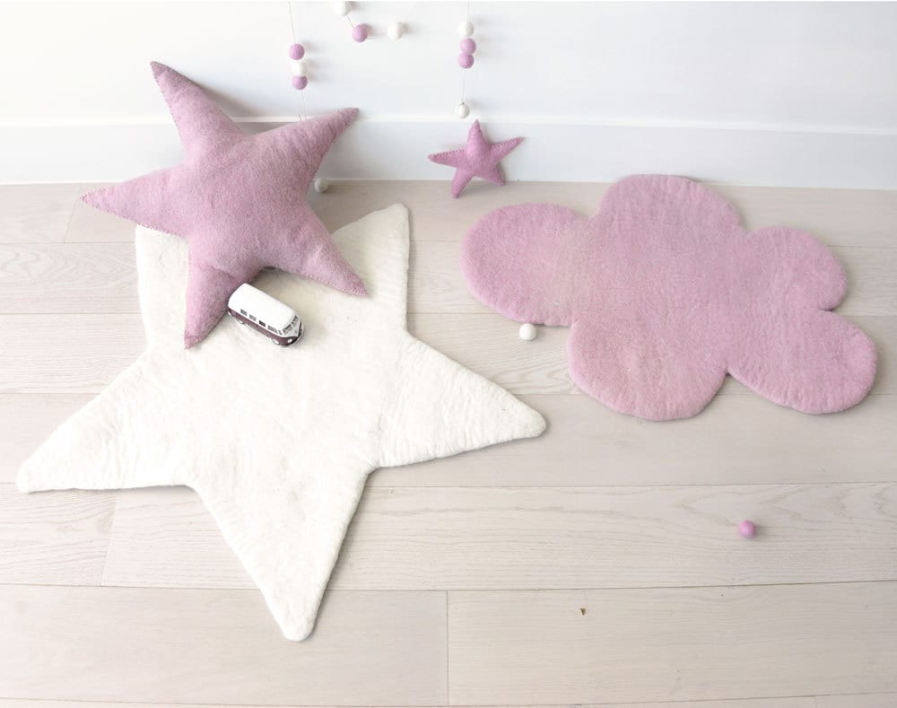 Cloud Rug SOFT PINK Felt Rug Nursery Rug Grey Rug Felted | Etsy