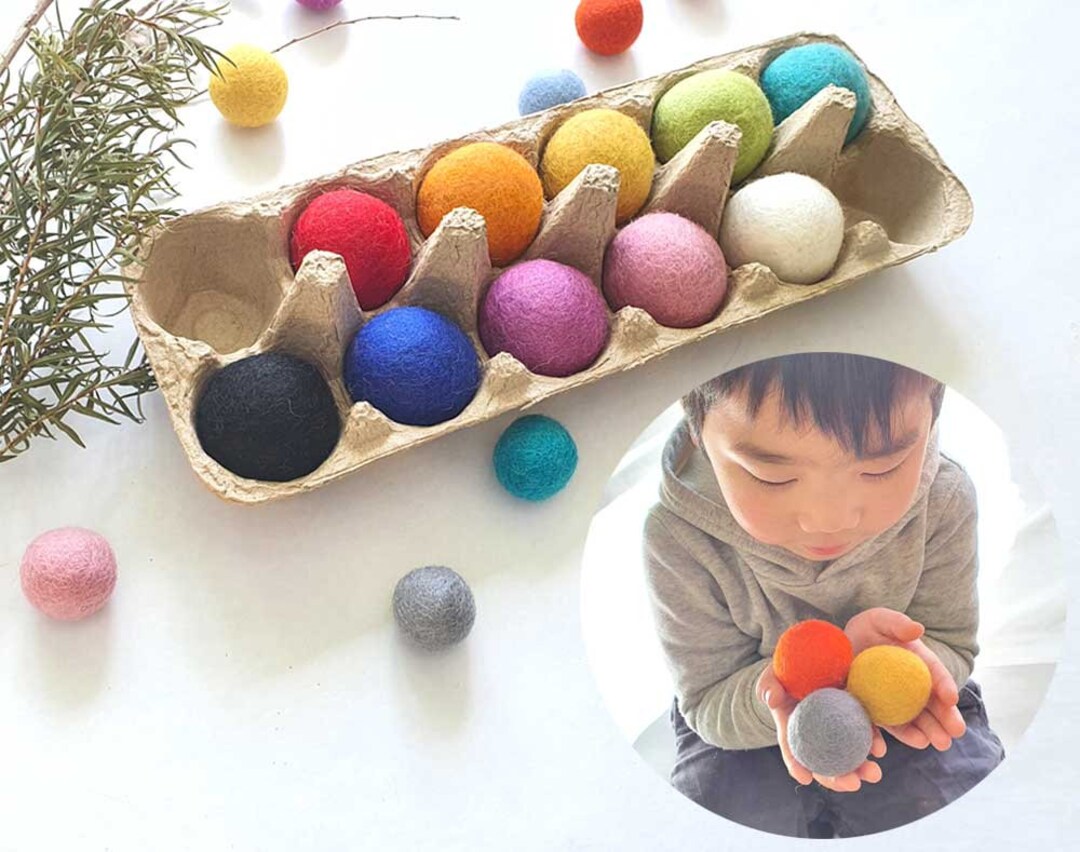 4cm Large Felt Balls Jumbo Montessori Sensory Play Counting Toy Wool ...
