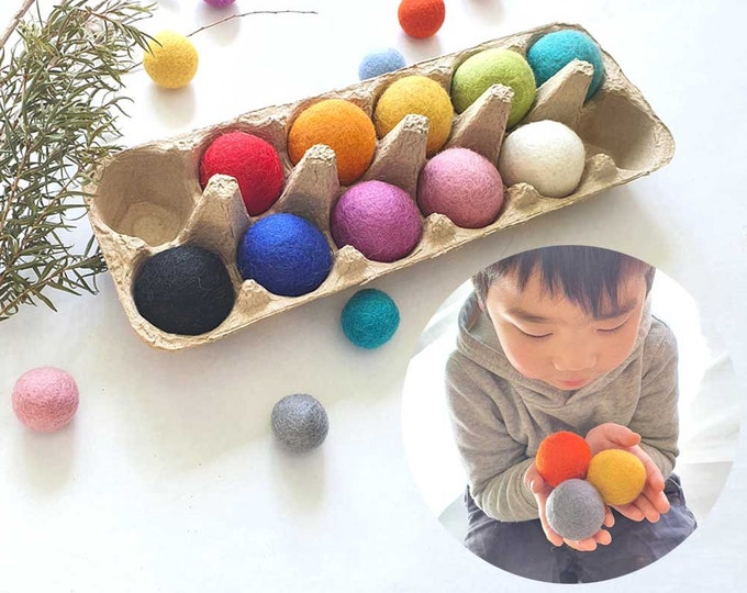 4cm Large Felt Balls Jumbo Montessori Sensory Play Counting Toy Wool ...