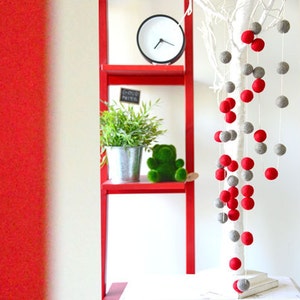Red Garland. Christmas Decor. Christmas Garland. 50 Felt Balls 3 Metres ...