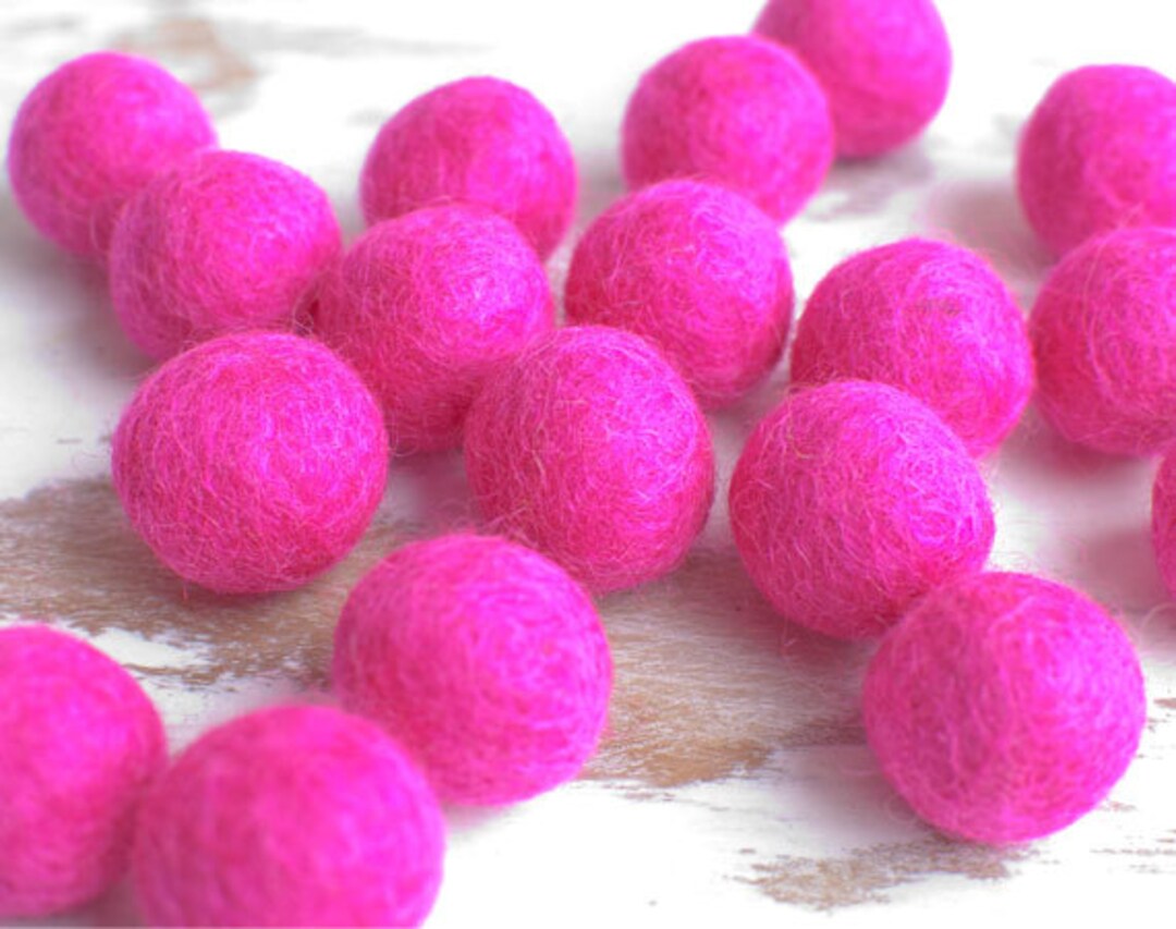 Hot Pink Felt Balls X20 2cm Felt Balls, Wool Felt Balls, Pink Beads ...