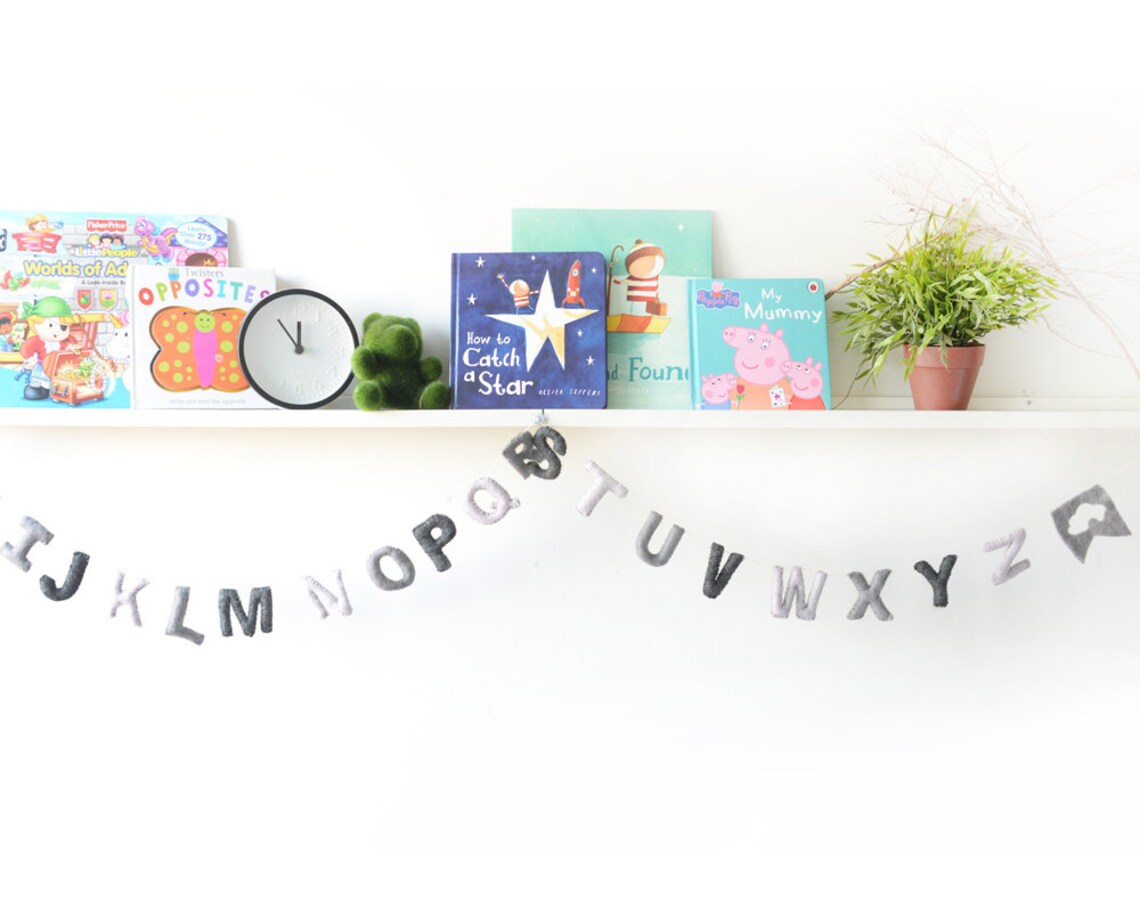 Grey ABC Garland. Alphabet Garland. Nursery Wall Decor. - Etsy