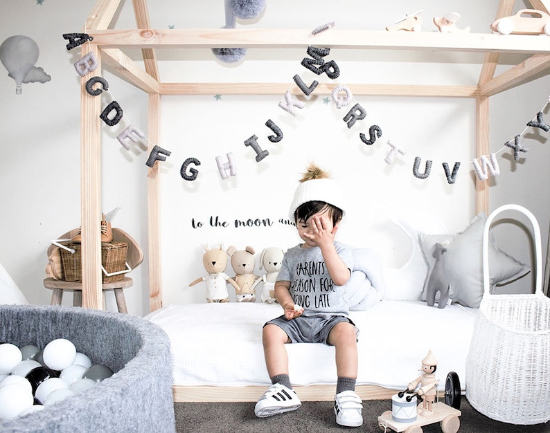 Grey ABC Garland. Alphabet Garland. Nursery Wall Decor. | Etsy